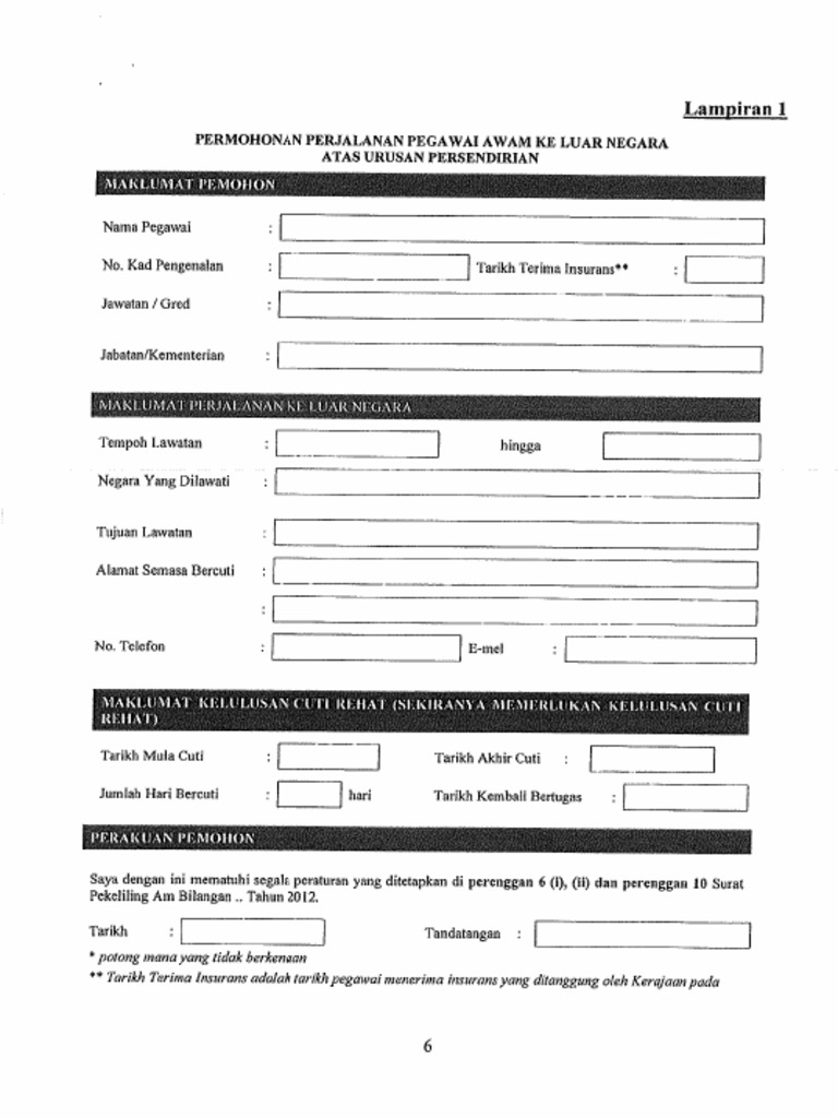 BORANG PERMOHONAN KELUAR NEGARA | PDF