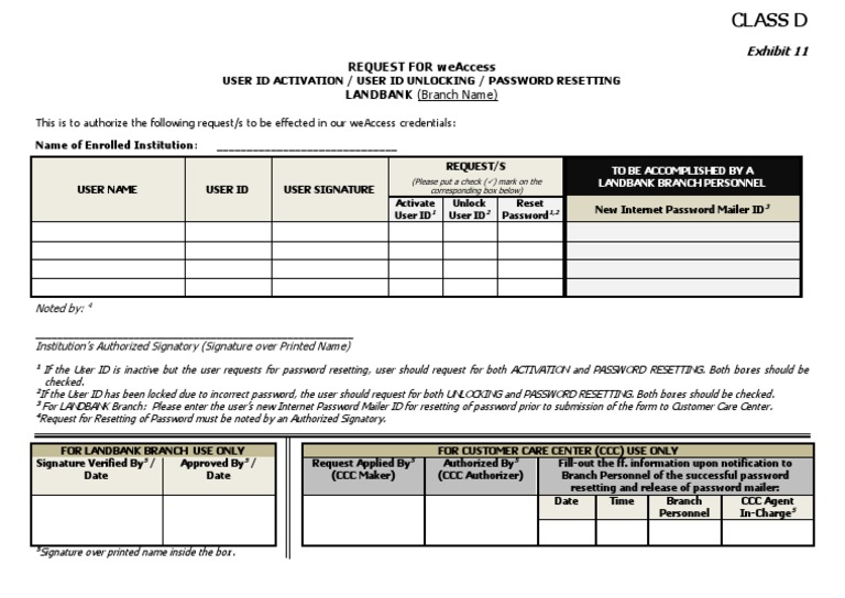 WeAccess Revised Exhibit 11 - Resetting of Password User ID Activation Unlocking v.2 | PDF ...