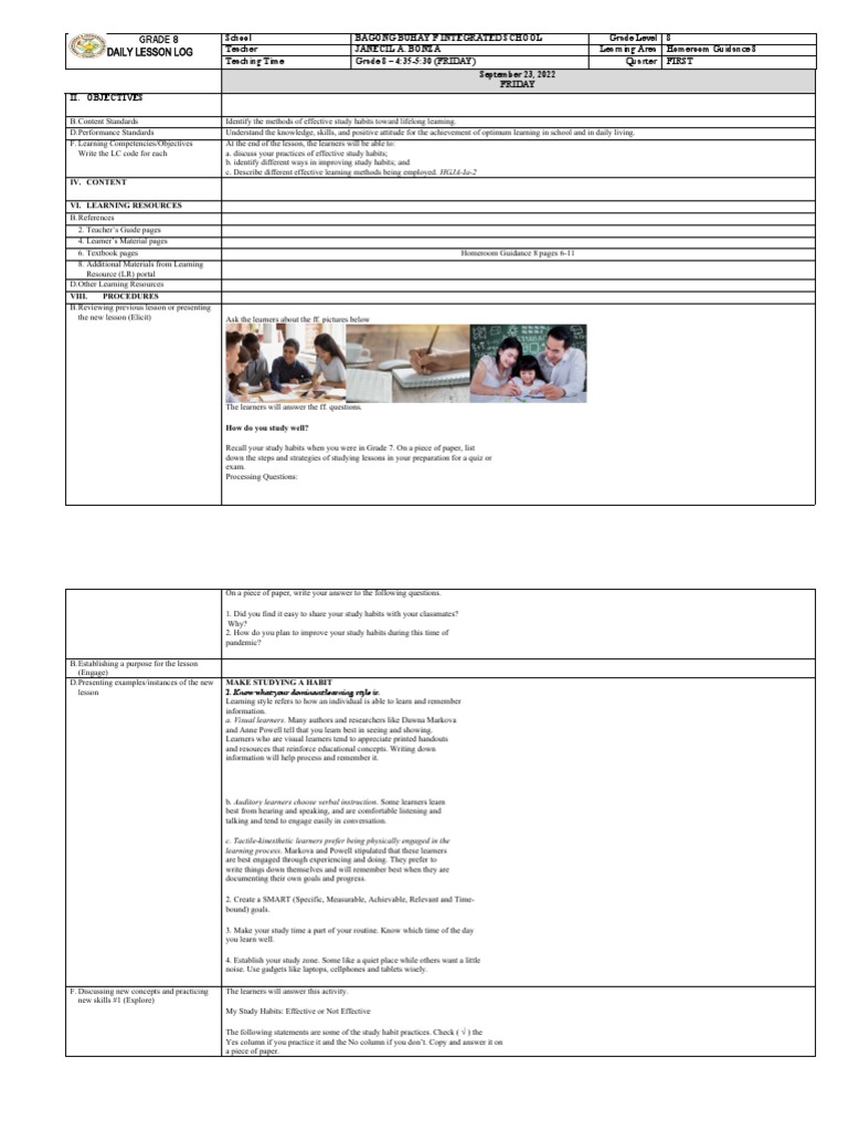 Homeroom Guidance-Dll-Module-1-Q1 | PDF | Learning | Learning Styles