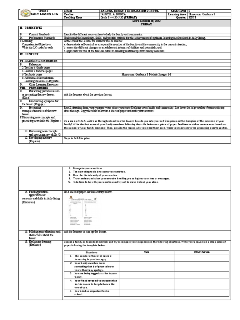 Homeroom Guidance-Dll-Module-2-Q1 | PDF | Learning | Teachers
