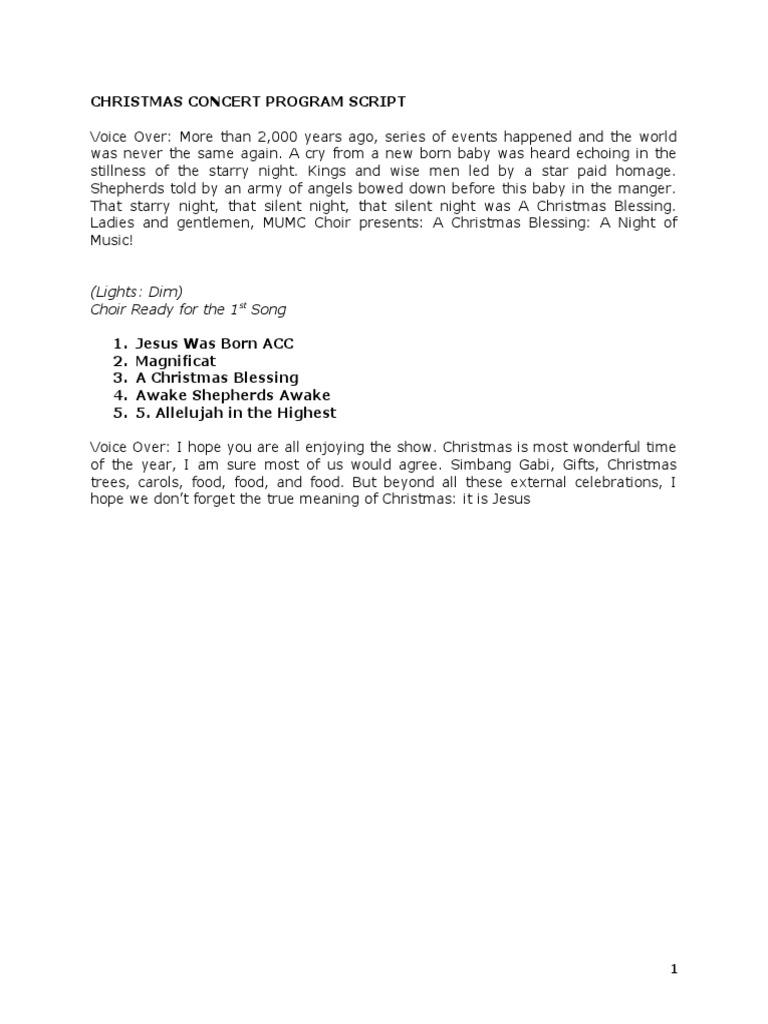 Christmas Concert Program Script | PDF | Social Science | Art
