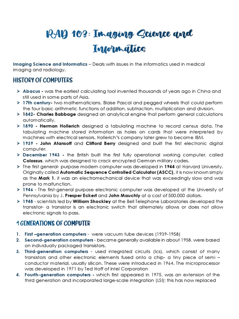 RAD 103 Notes | PDF | Science & Mathematics | Computers