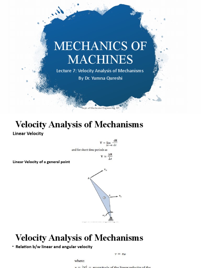 MECHANICS OF MACHINES-Lecture7-1 | PDF | Velocity | Kinematics