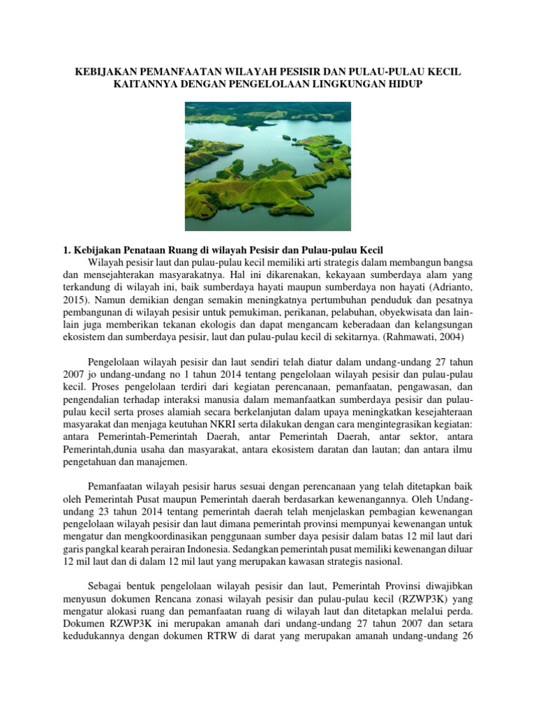Kebijakan Pemanfaatan Wilayah Pesisir Dan Pulau | PDF Kebijakan Pemanfaatan Wilayah Pesisir Dan Pulau | PDF