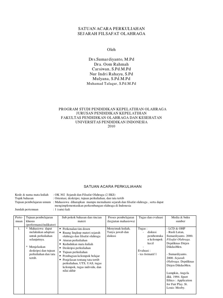 Sap Sejarah Dan Filsafat Olahraga | PDF | Sains & Matematika
