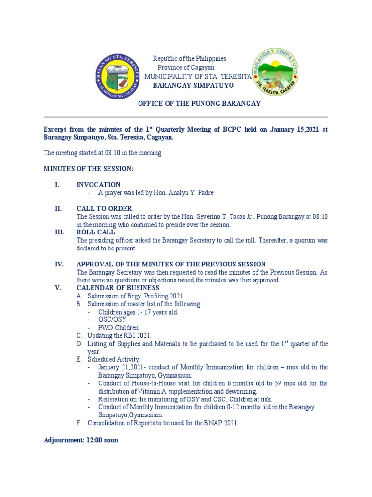 BCPC Minutes | PDF | Health Sciences | Public Health