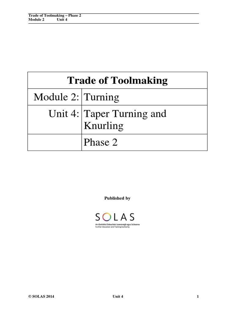 m2 - U4 - Taper Turning and Knurling | PDF