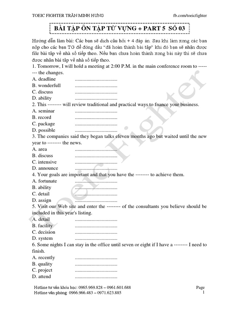 BaiTap OnTap TuVung 03 | PDF