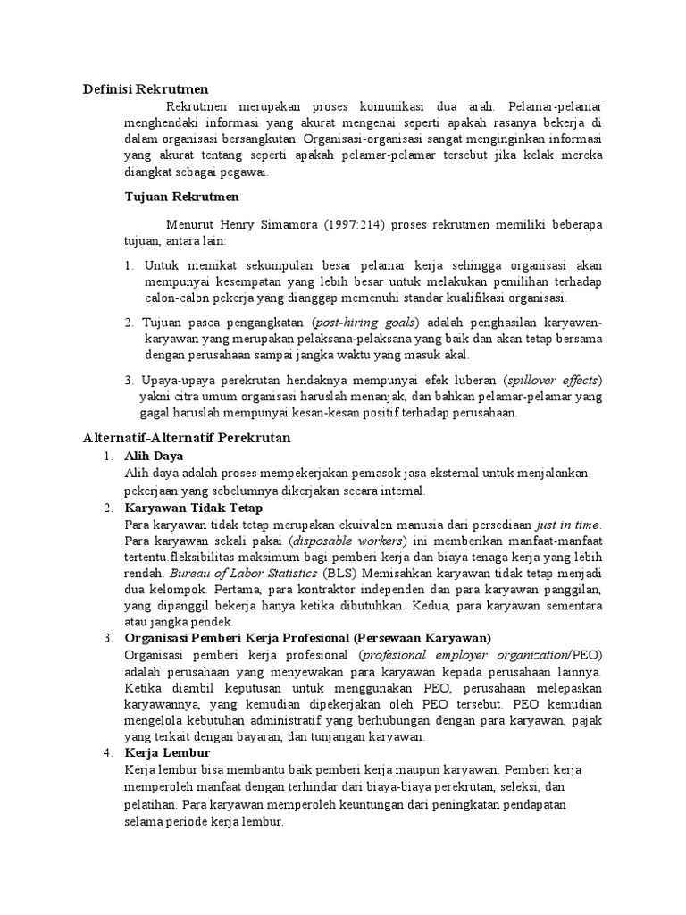 Definisi Rekrutmen | PDF