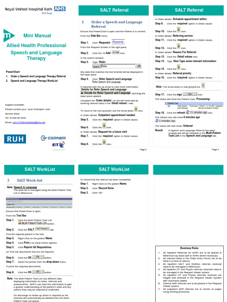 Miniguide AHP PowerChart Referral To SALT | PDF