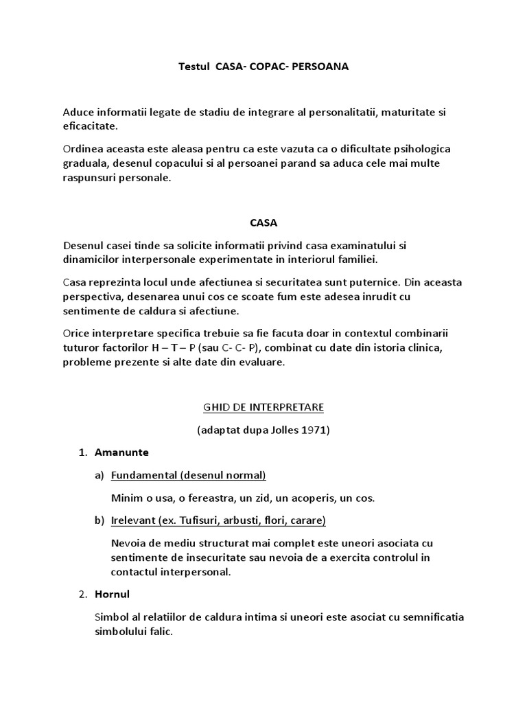 Testul Casa-Copac - Persoana | PDF