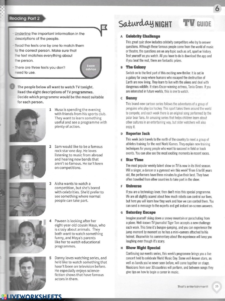 b1 Reading Part 2 Ex.1 | PDF