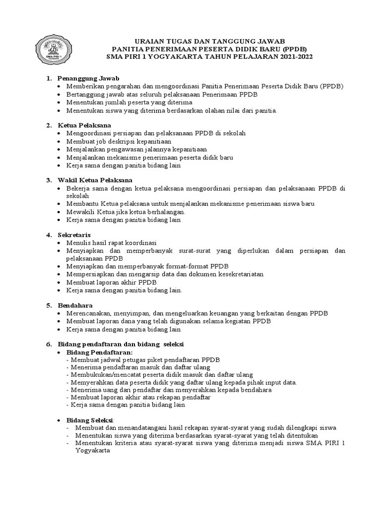 Uraian Tugas PPDB | PDF | Karier & Perkembangan
