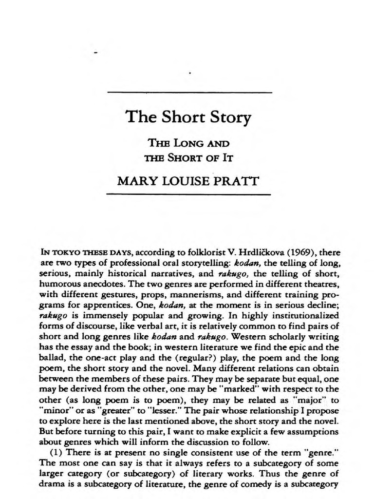 The Short Story, The Long and Short of It - Mary Louise Pratt | PDF