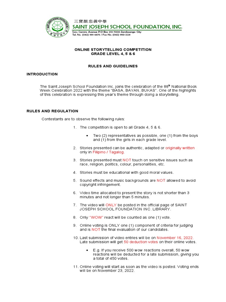 Storytelling Competition Guidelines | PDF