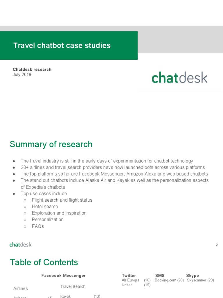 Travel Chatbot Case Studies 2018 | PDF | World Wide Web | Internet & Web
