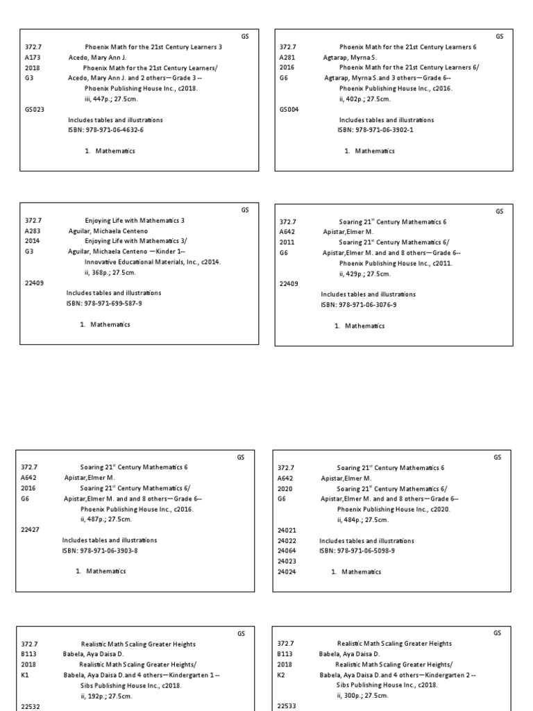 Mathematics Shelf List | PDF | Service Companies Of The United States ...