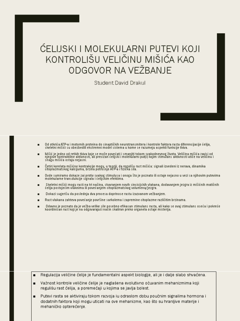 Ćelijski I Molekularni Putevi Koji Kontrolišu Veličinu Mišića Kao Odgovor Na Vežbanje | PDF
