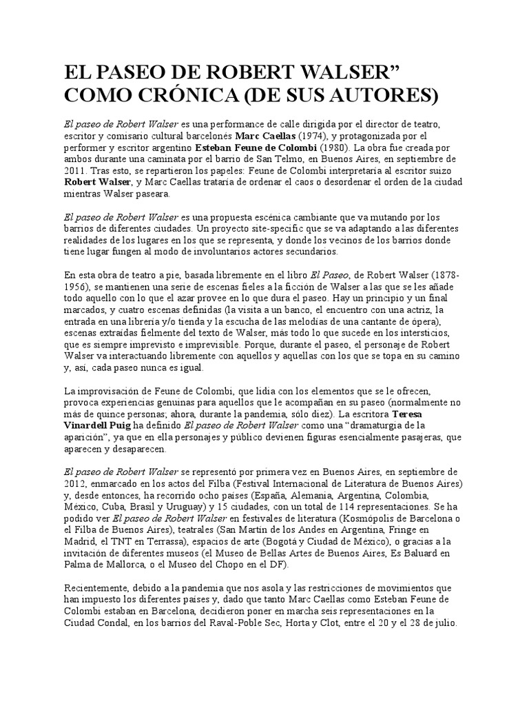 El Paseo de Robert Walser | PDF | Barcelona | Buenos Aires