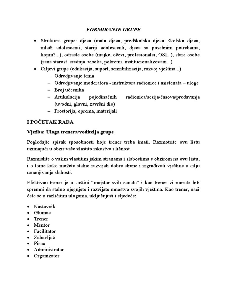 Formiranje Grupe | PDF