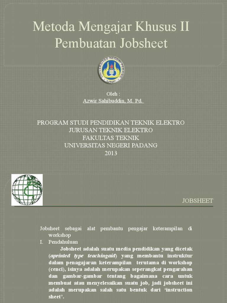 Jobsheet untuk Pengajaran Teknik | PDF | Karier & Perkembangan