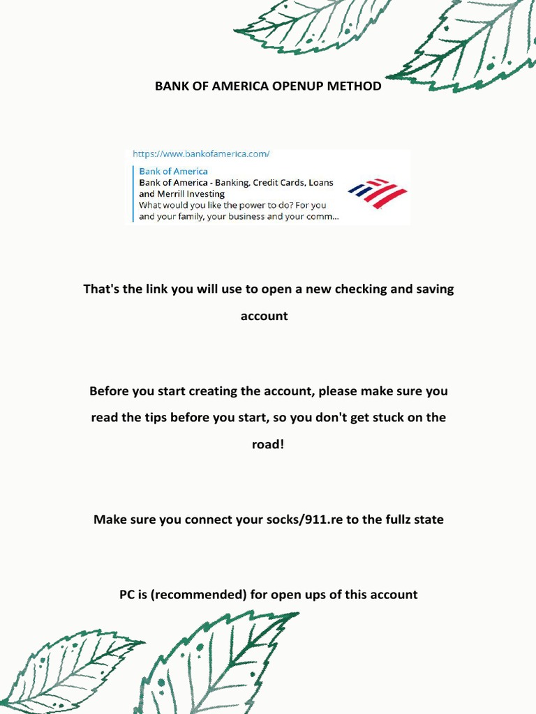 Opening a Bank of America Account Guide | PDF | Debit Card | Banking