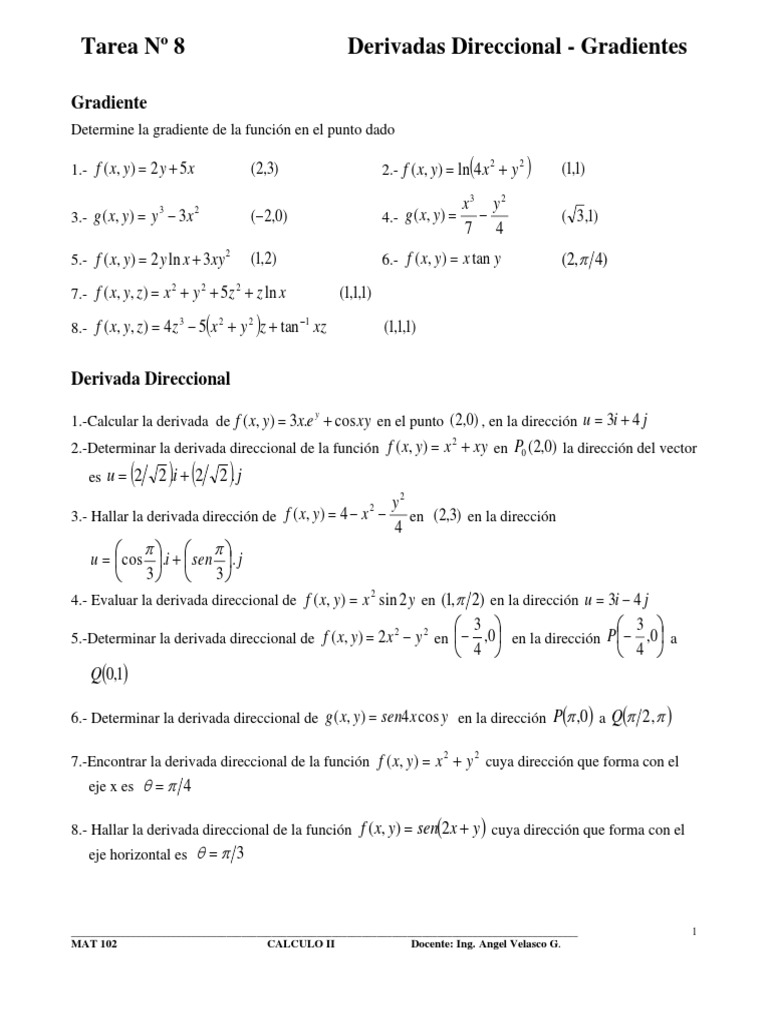 Tarea #8 | PDF | Geometría | Cálculo multivariable