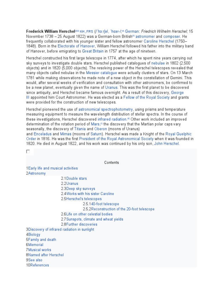 William Hershel | PDF | Astronomical Objects | Astronomy