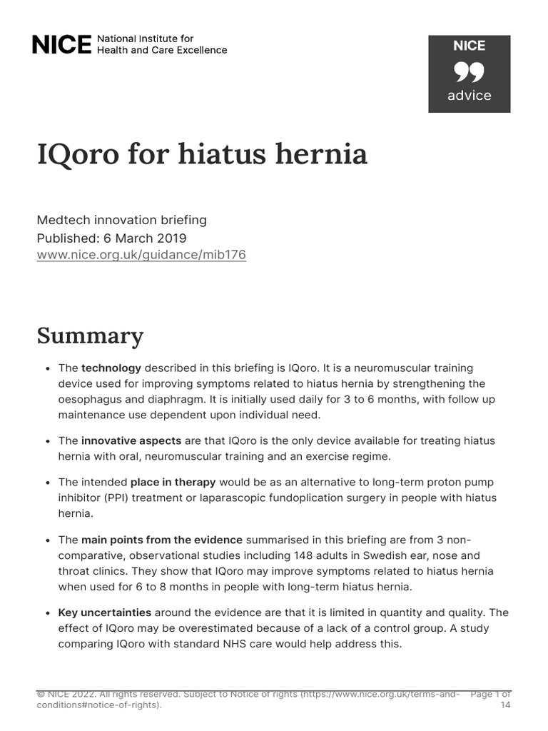 Iqoro For Hiatus Hernia PDF 2285963640922309 | PDF | Gastroesophageal ...