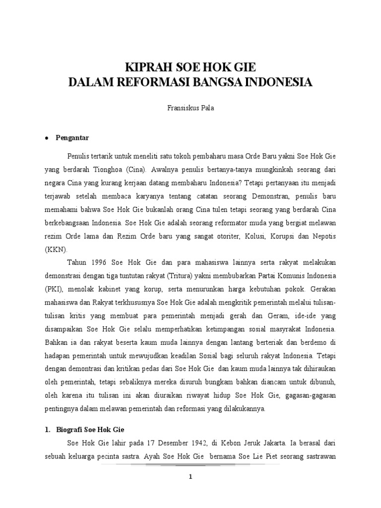 Soe Hok Gie, Oleh Fransiskus Pala | PDF