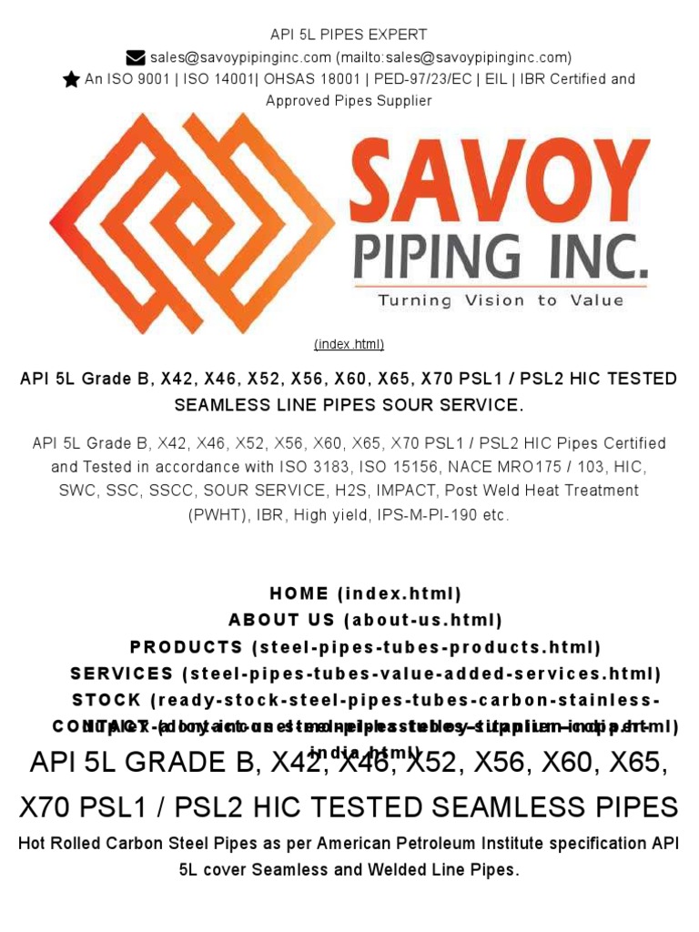 API 5L HIC Tested Pipes API 5L X42 X52 X | Download Free PDF | Pipe ...