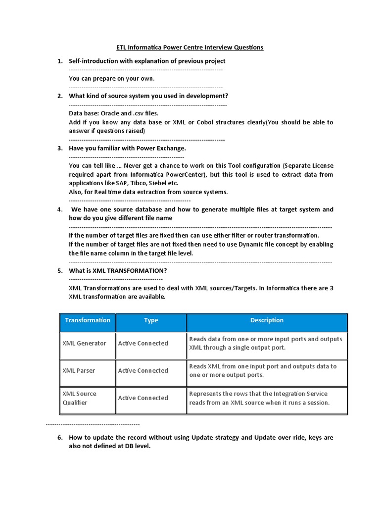 ETL Informatica Power Centre Interview Questions | PDF