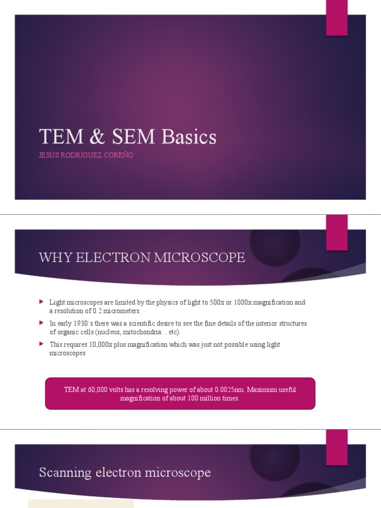 SEM and TEM Basics | PDF | Transmission Electron Microscopy | Electron Microscope