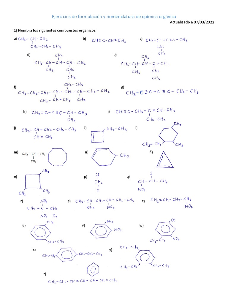 Ejercicios Formulacion Organica 01 | PDF