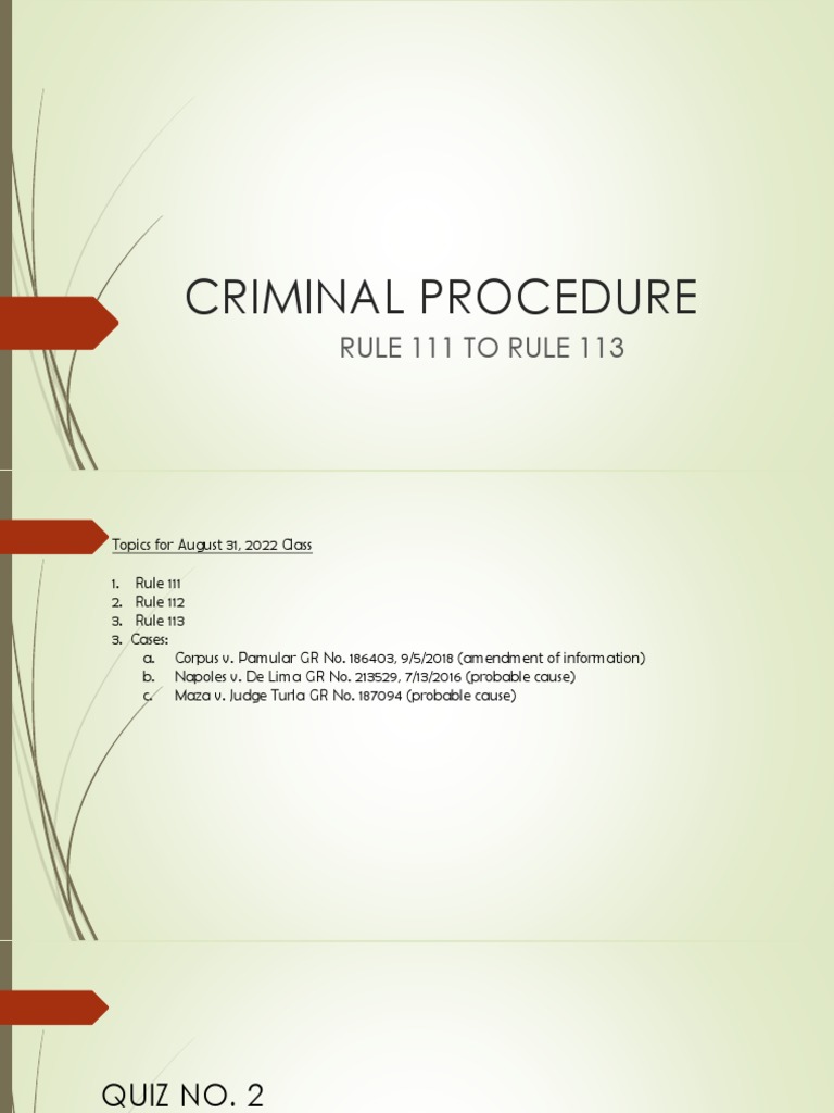 Rule 111 and 112 | PDF