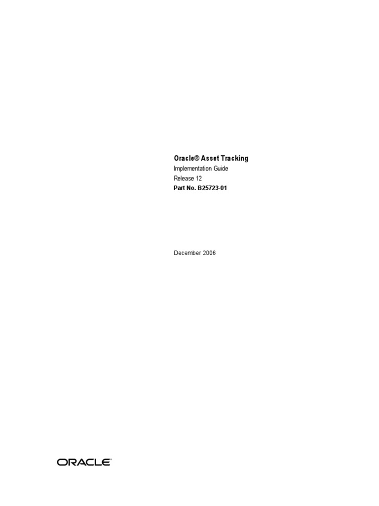 Oracle® Asset Tracking: Implementation Guide Release 12 | PDF