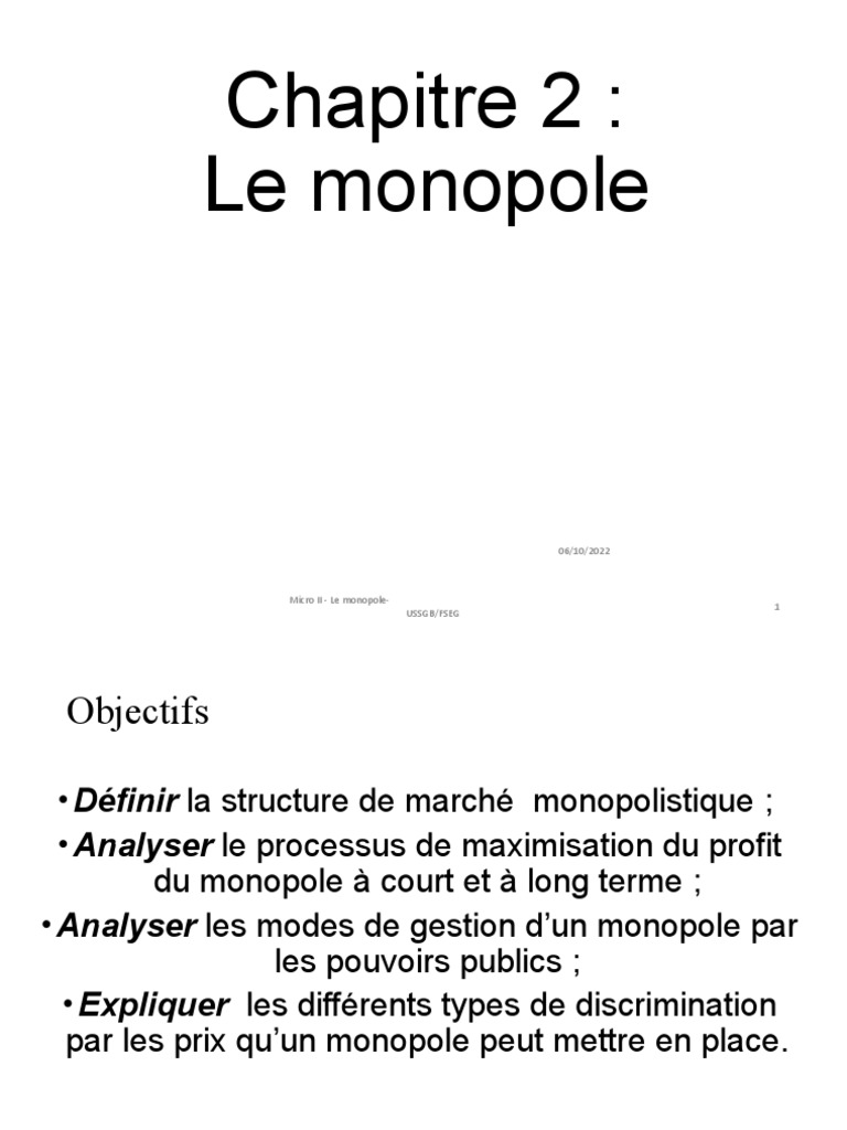 Micro II - Le Monopole - Version Complète | PDF | Monopole | Économie d ...