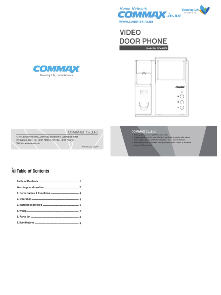 COMMAX Video Door Phone Guide | PDF | Electrical Connector | Electrical ...