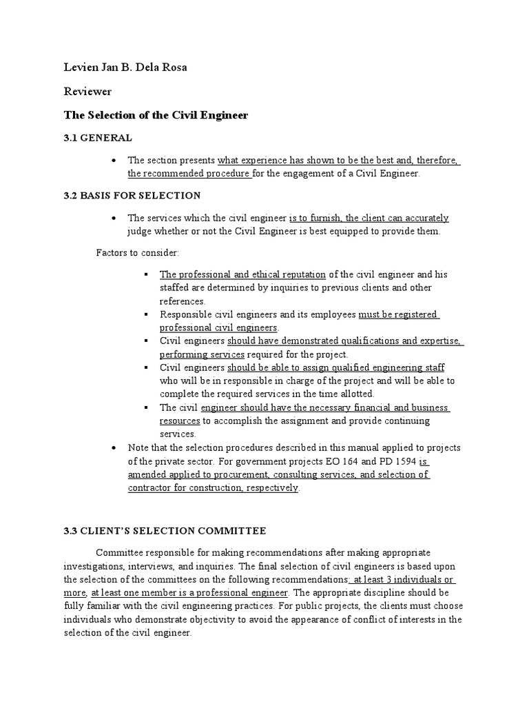The Selection of The Civil Engineer, Salary and Project Cost | PDF ...