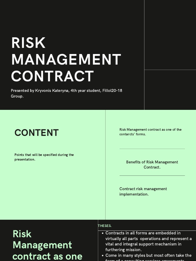 Risk Management Contract | PDF | Risk | Risk Management