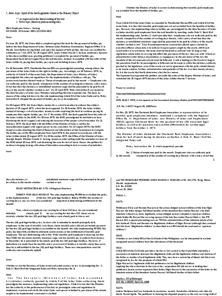 Case Digest Statcon | PDF | Initiative | Employment