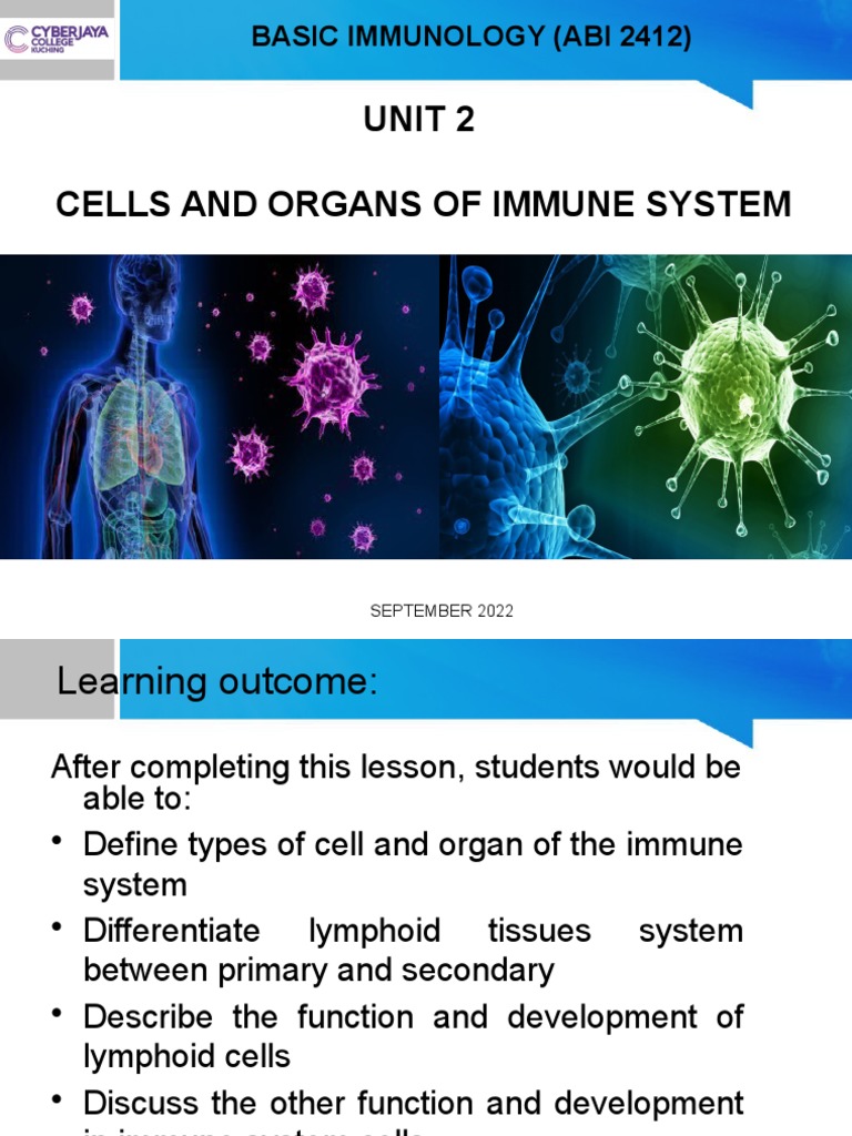 ABI 2412 Unit 2 Cells and Organs of Immune System | PDF