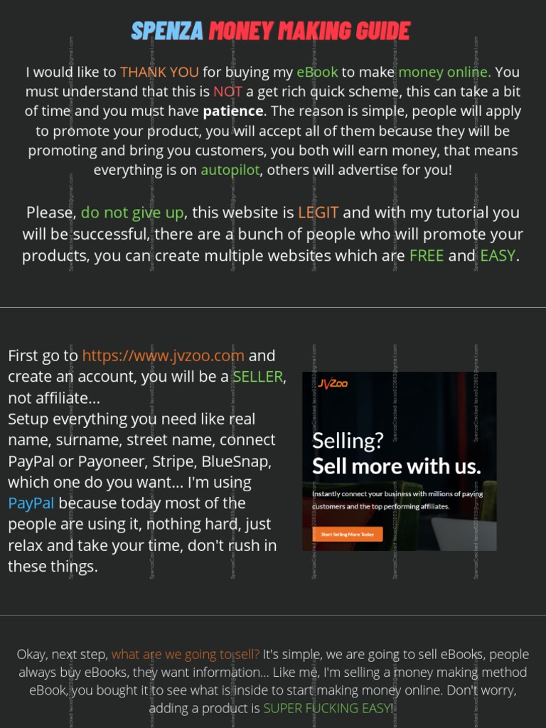 Spenza Money Making Guide 2022 | PDF