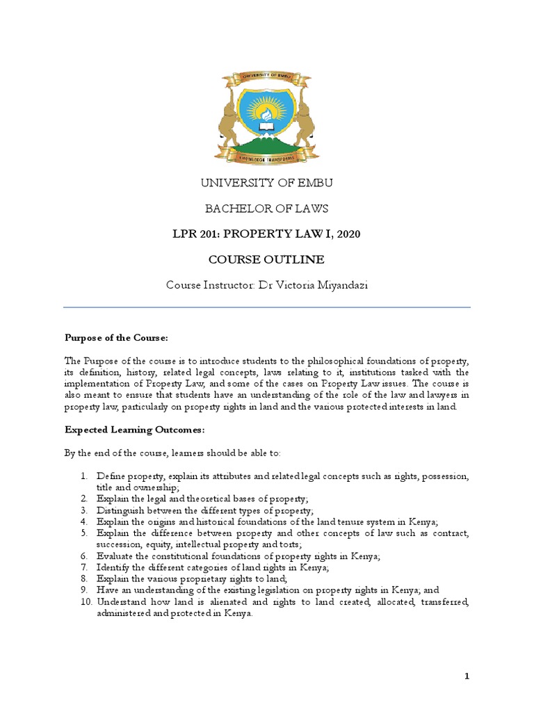 Property Law 1-Week 1 Handout | PDF | Property | Property Law