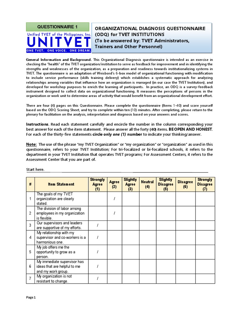 TVET Organizational Health Check | PDF | Organization Development ...