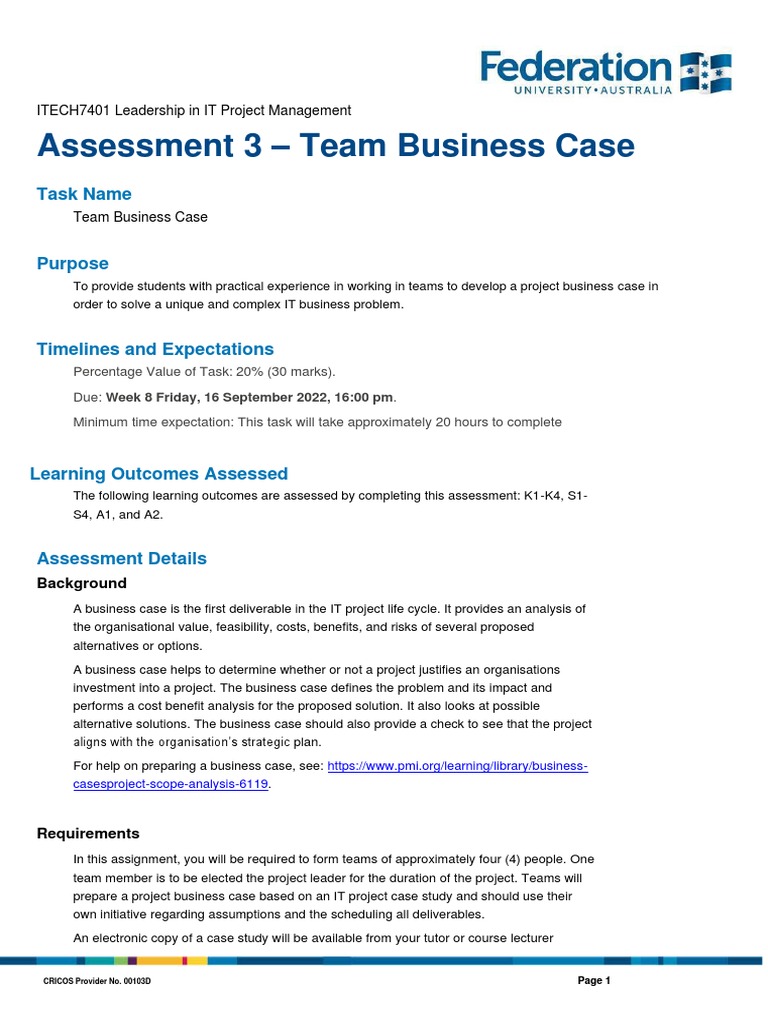 IT Project Management Team Business Case | PDF | Project Management | Business