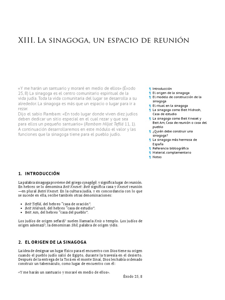 Historia y Funciones de la Sinagoga | PDF | Sinagoga | Judios