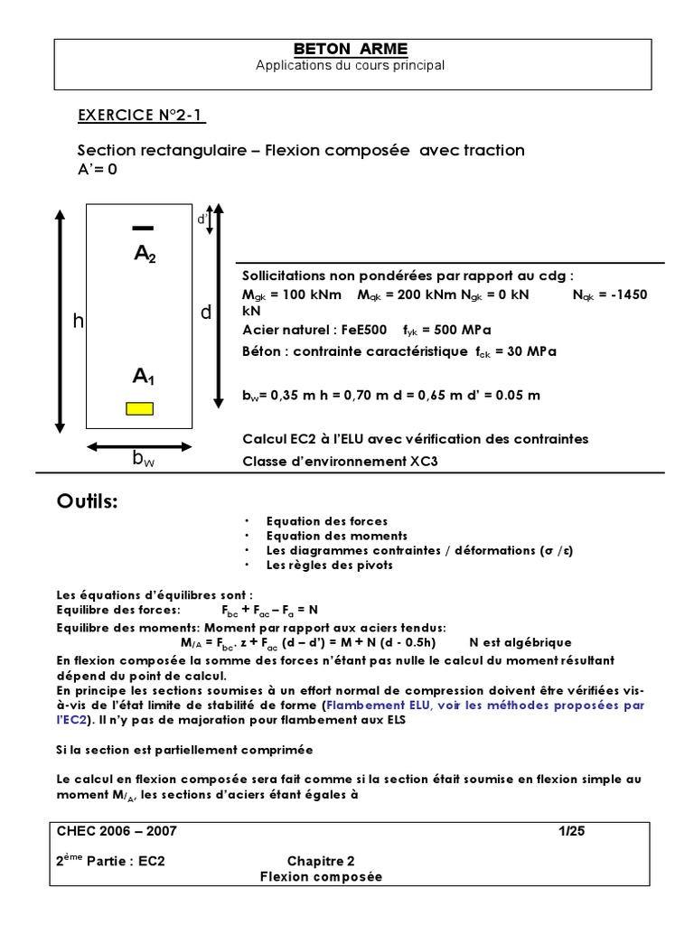 Poly Applic Part2 Chap2 Flexion Composée | PDF | Béton armé | Flexion ...