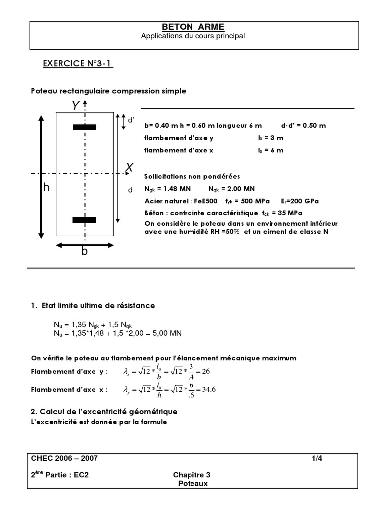 Poly Applic Part2 Chap3 Poteau Compression Simple | PDF
