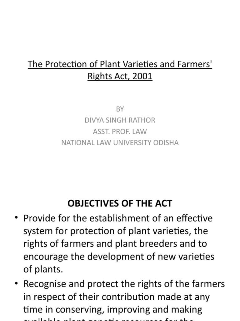 The Protection of Plant Varieties and Farmers' | PDF